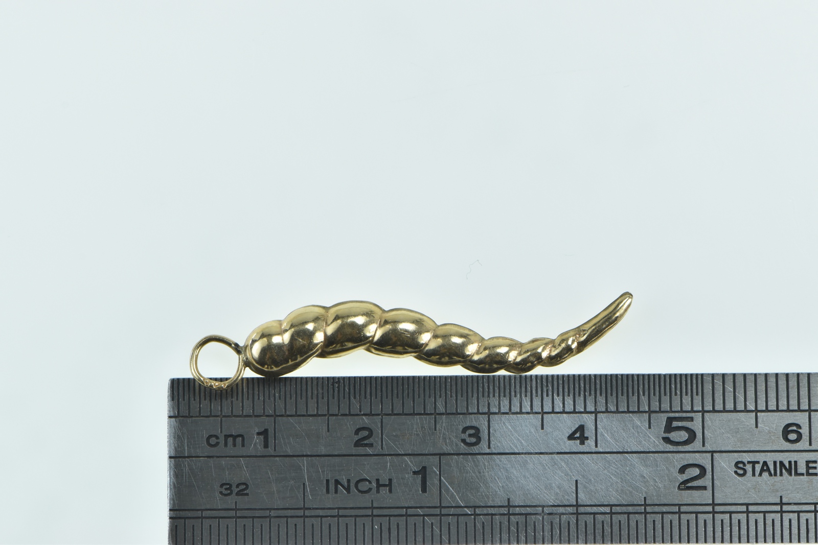 14K Puffy Italian Horn Spiritual Protection Symbol Yellow Gold Pendant ...