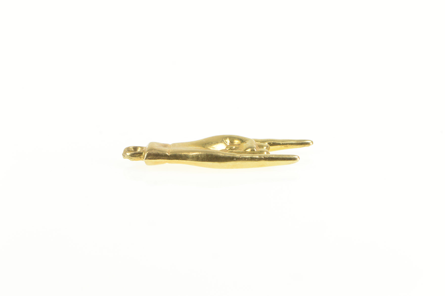 14K Puffy Rock & Roll Horse Hand Sign Symbol Yellow Gold Charm/Pendant ...