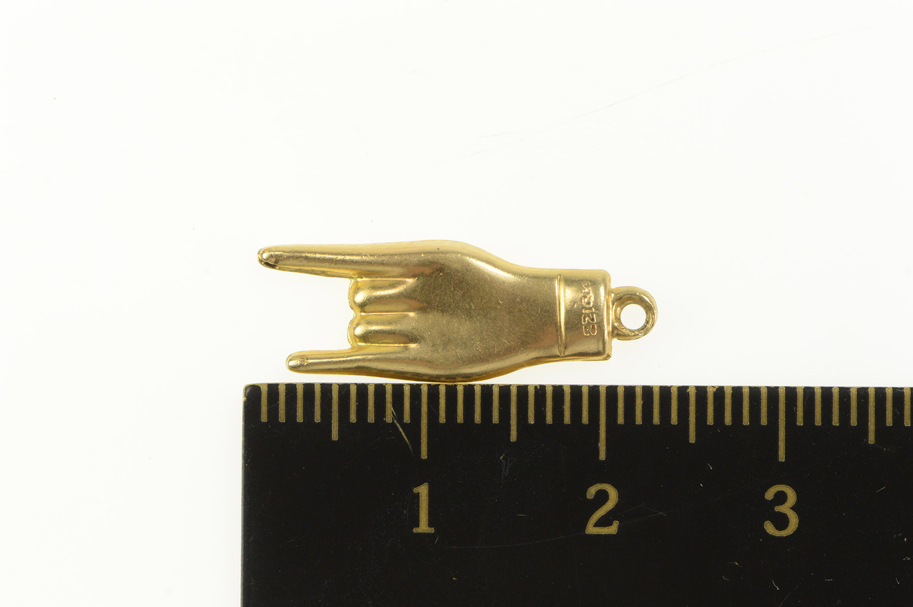 14K Puffy Rock & Roll Horse Hand Sign Symbol Yellow Gold Charm/Pendant ...