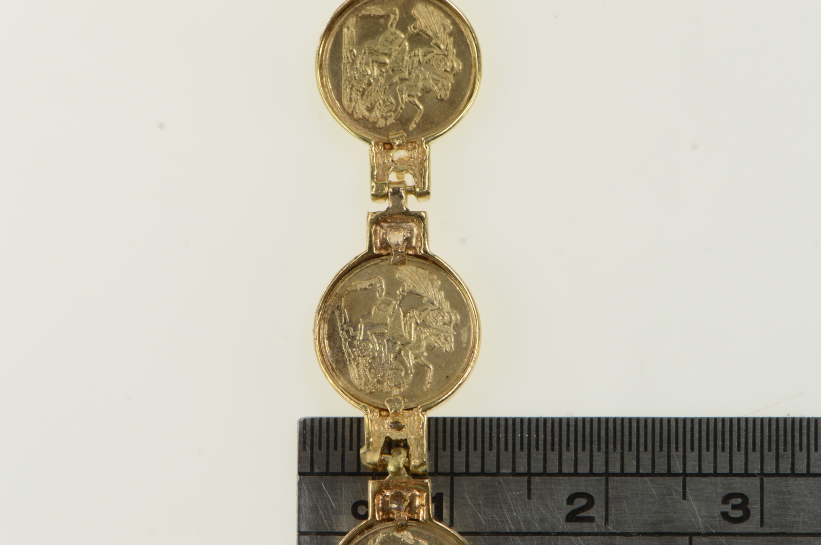 14K Queen Elizabeth 1988 Tribute Coin Chain Yellow Gold Bracelet 7.25 ...