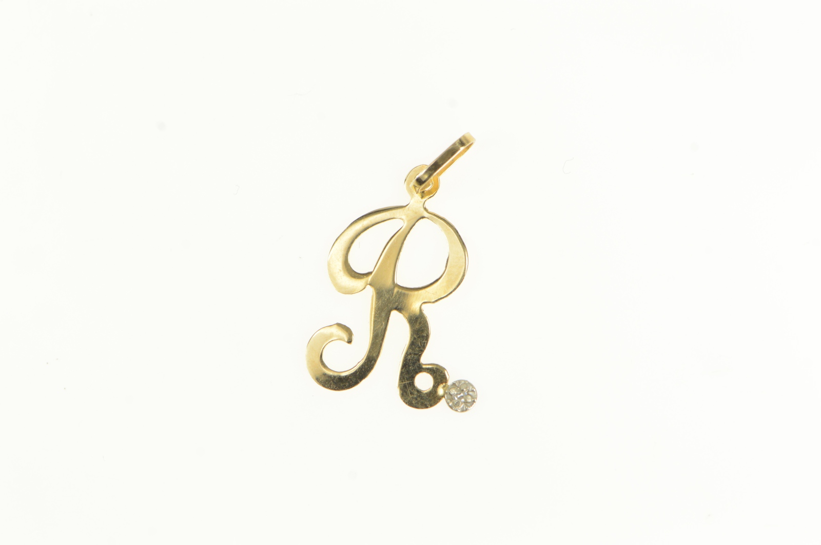 14K R Cursive Monogram Name Initial Letter Yellow Gold Charm/Pendant ...