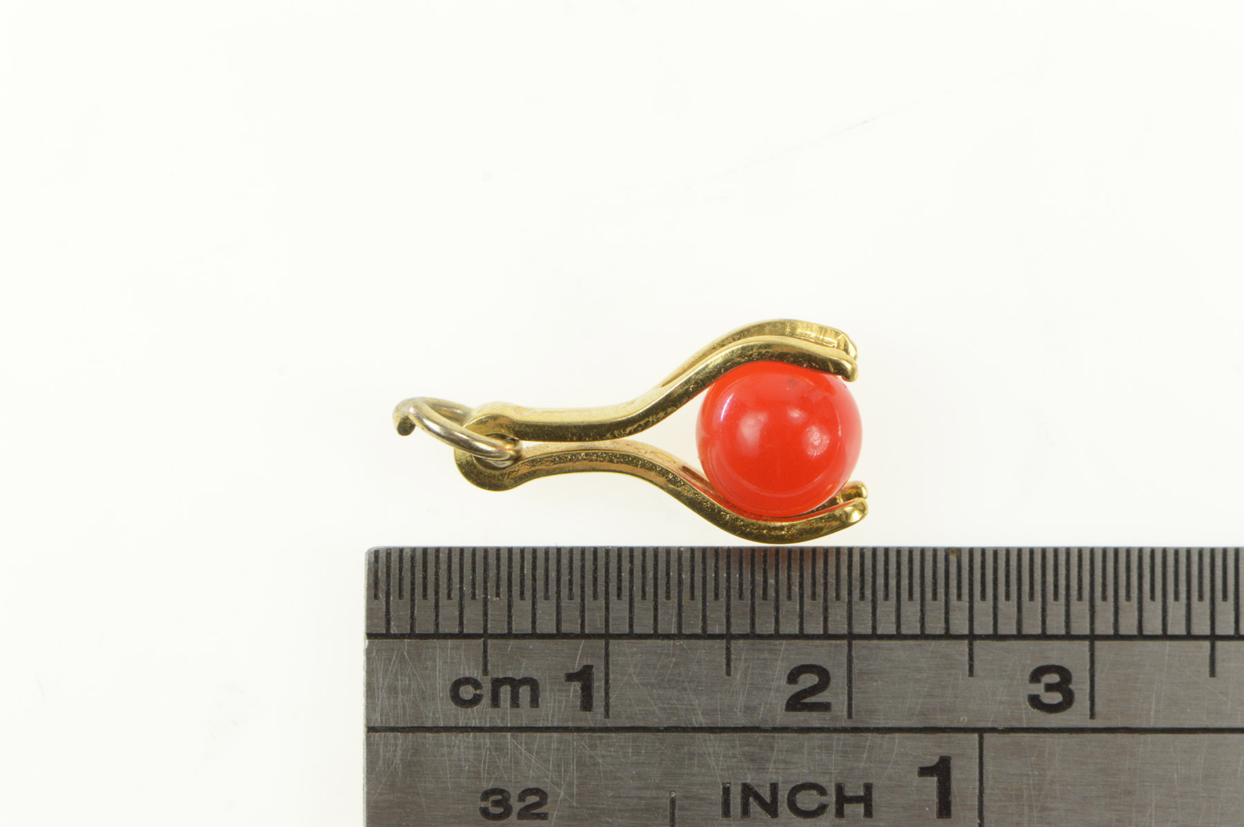 14K Red Cat's Eye Chrysoberyl Sphere Ball Yellow Gold Charm/Pendant ...