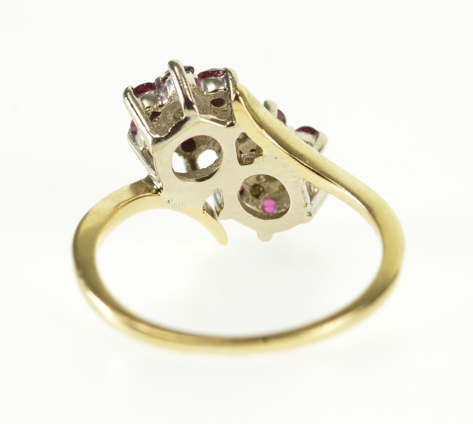 14K Ruby Diamond Inset Cluster Freeform Bypass Yellow Gold Ring, Size 5 ...