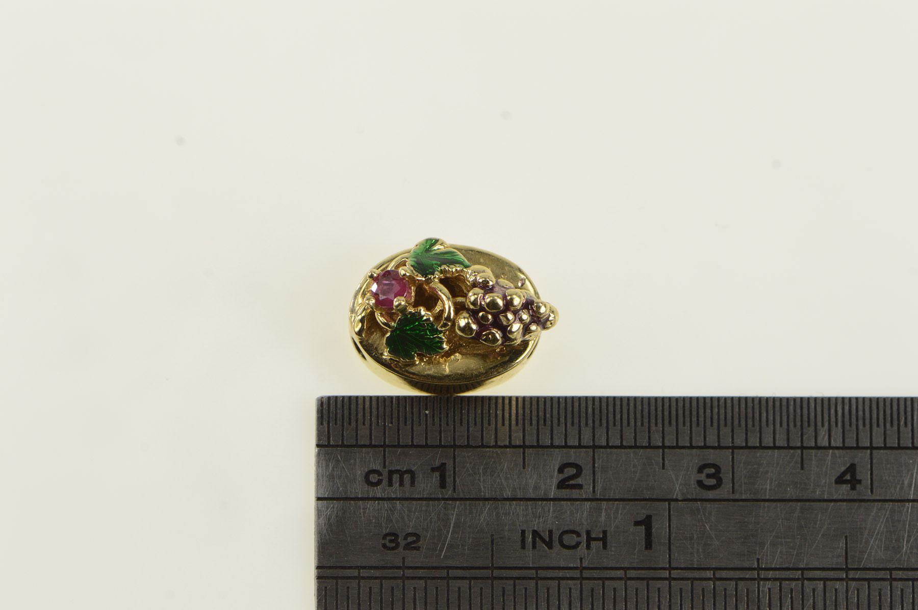14K Ruby Enamel Grape Slide Bracelet Yellow Gold Charm/Pendant ...