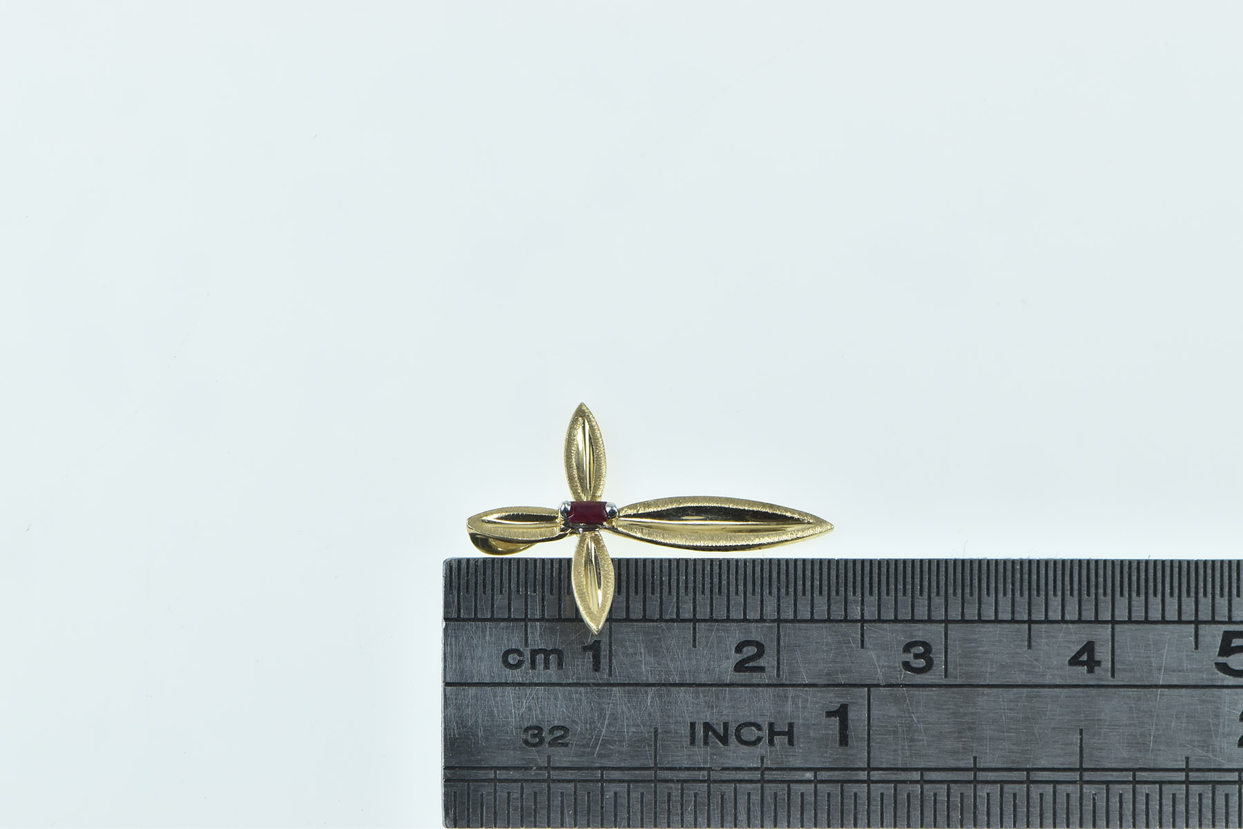14K Ruby Inset Cross Christian Faith Symbol Yellow Gold Pendant ...