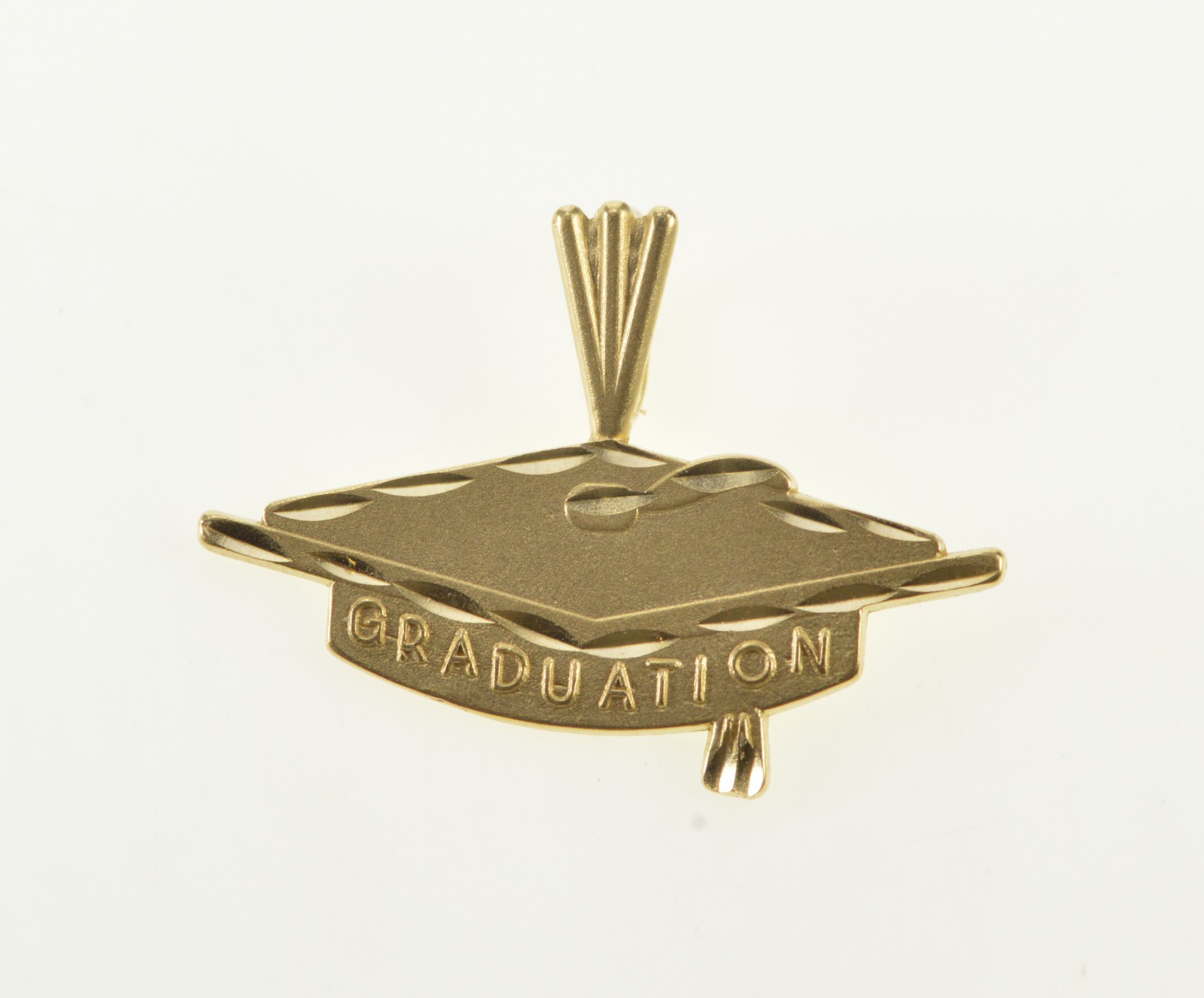 14K Satin Finish Graduation Cap Graduate Yellow Gold Charm/Pendant ...