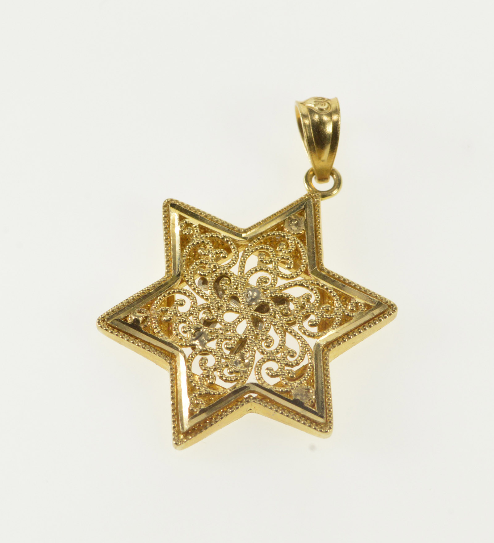 14K Scroll Filigree Star of David Jewish Faith Yellow Gold Charm ...