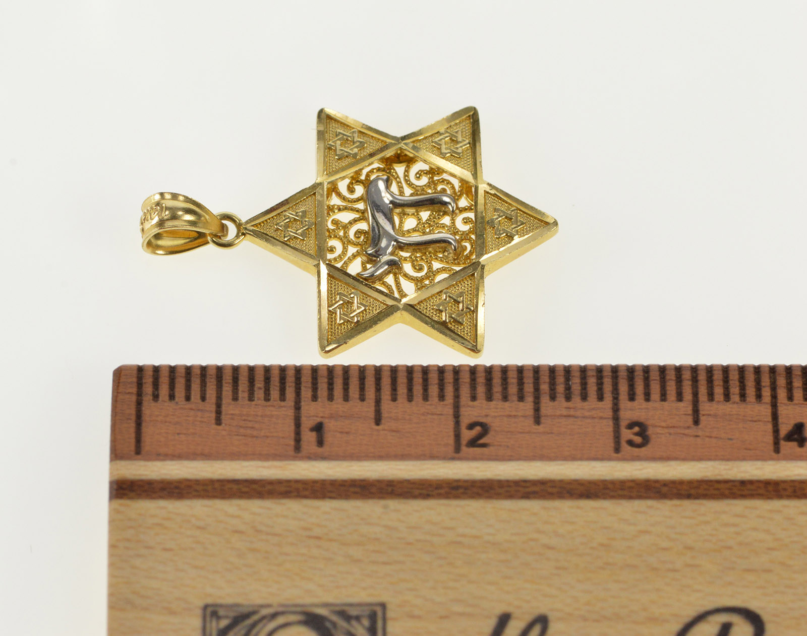 14K Scroll Filigree Star of David Jewish Faith Yellow Gold Charm ...