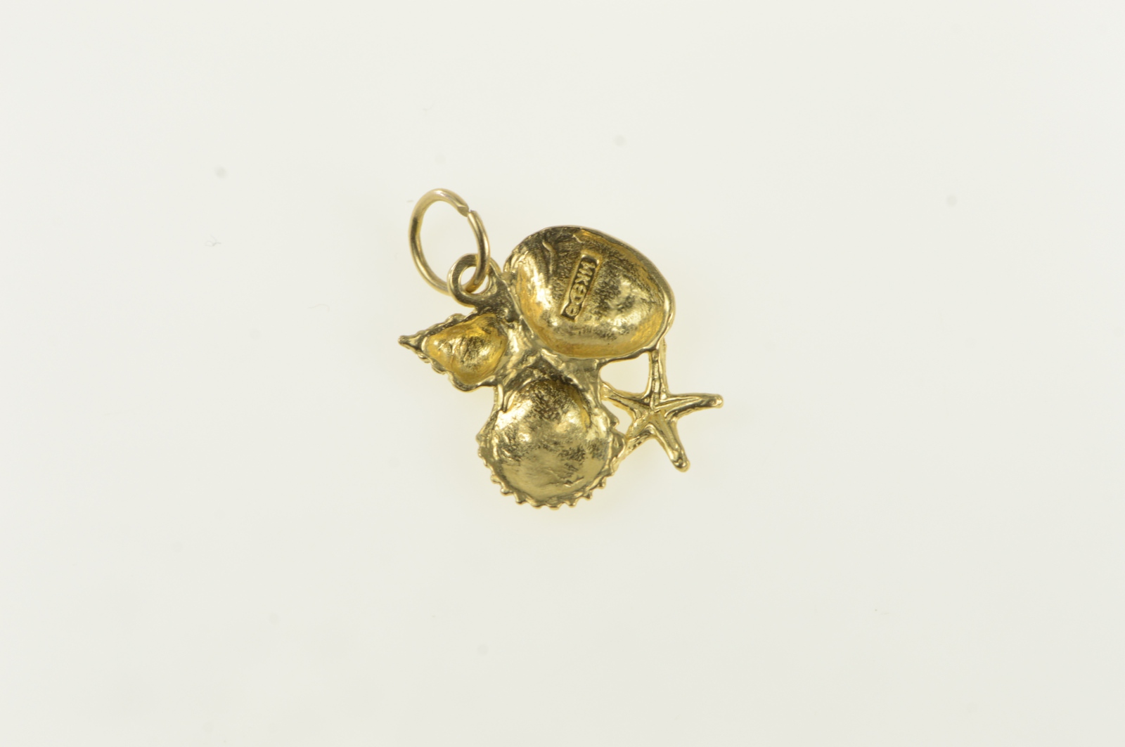 14K Sea Shell Beach Ocean Motif Star Fish Yellow Gold Charm/Pendant ...