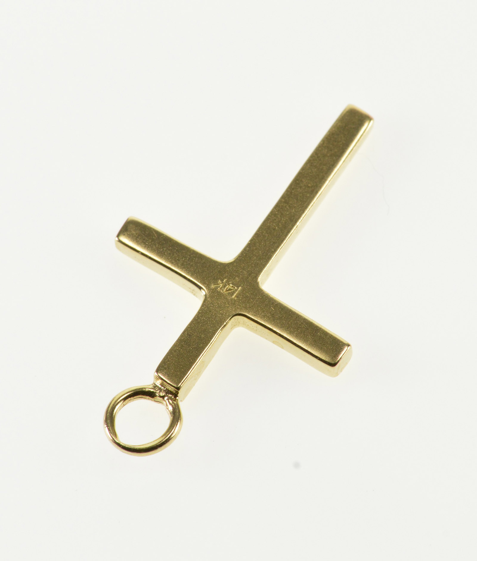 14K Simple Squared Edge Cross Christian Symbol Yellow Gold Pendant ...