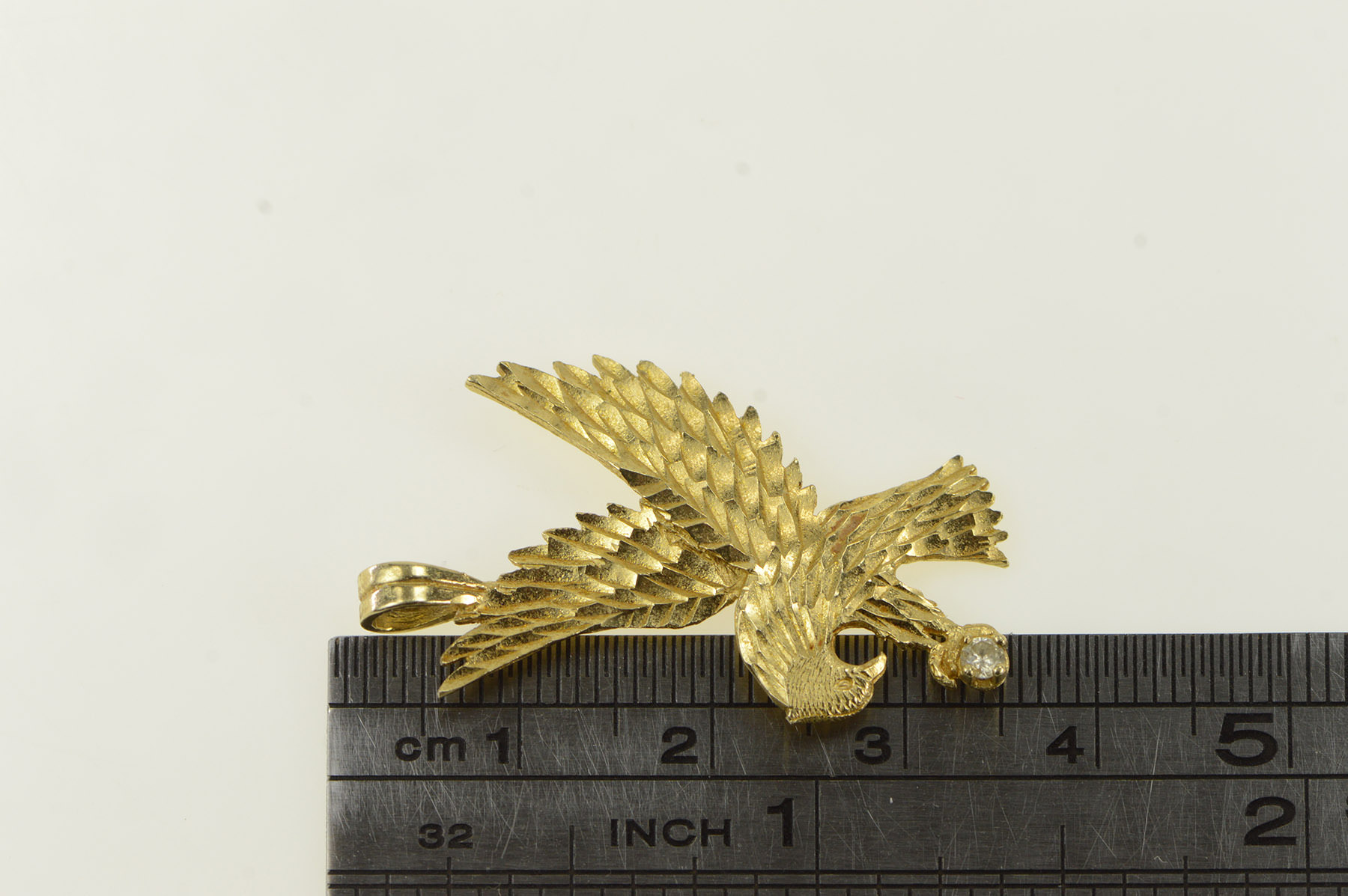 14K Soaring Flying Eagle Patriotic Bird Yellow Gold Charm/Pendant ...
