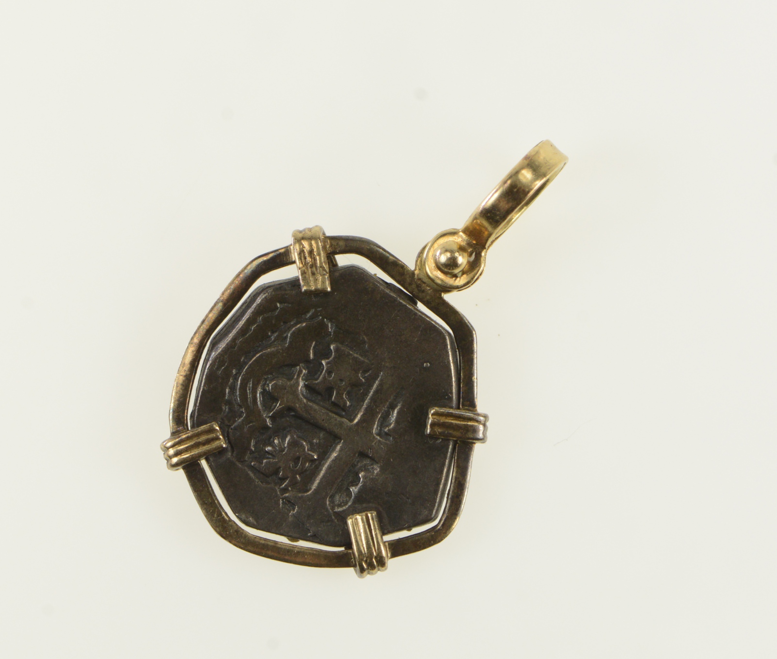 14K Spanish Cob 1700's Coin Yellow Gold Pendant | Property Room