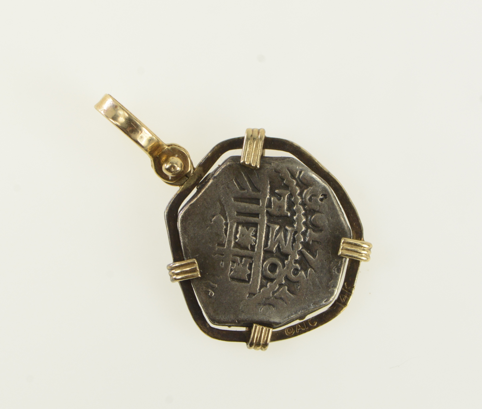 14K Spanish Cob 1700's Coin Yellow Gold Pendant | Property Room