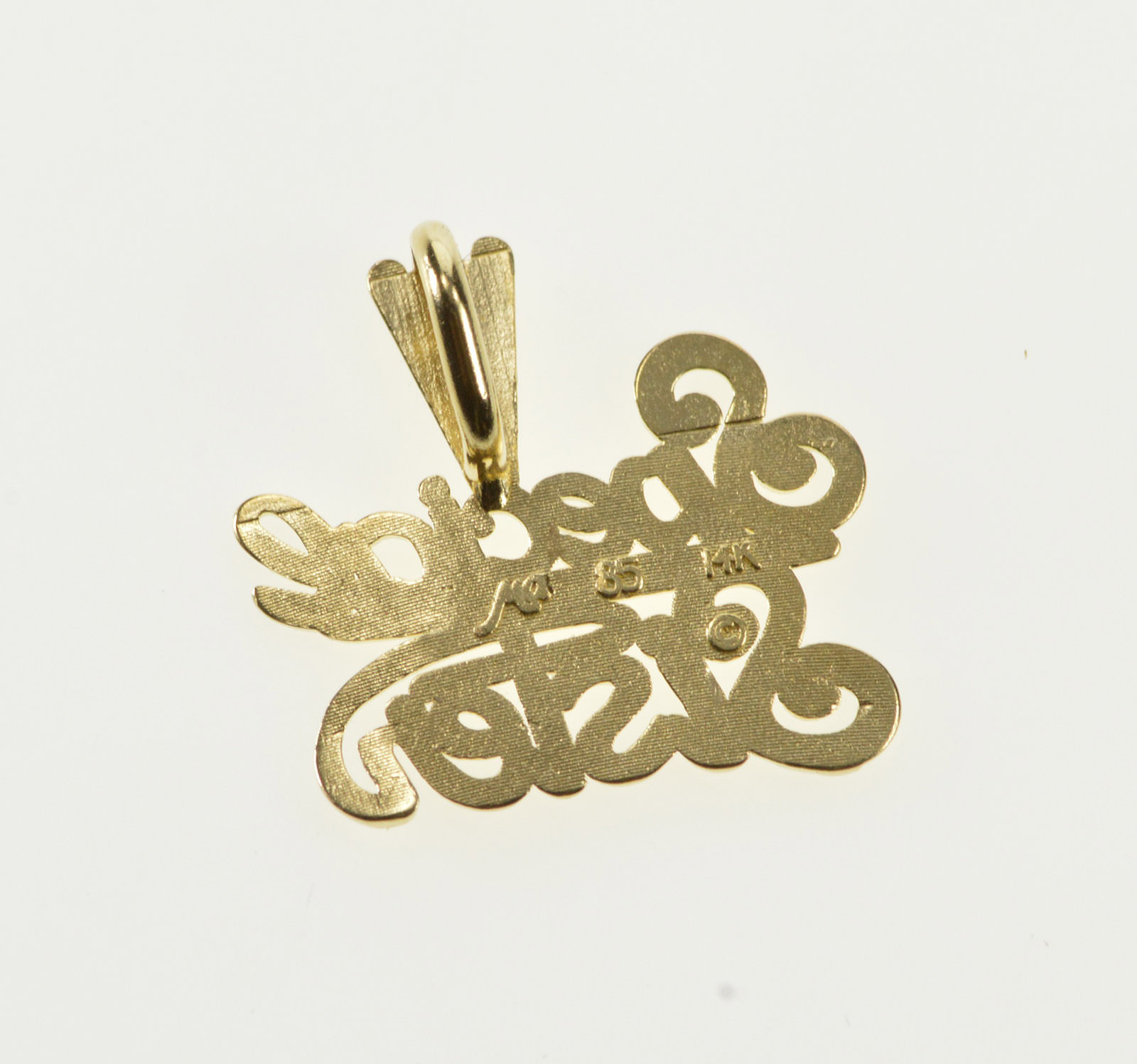 14K Special Sister Sibling Bond Cursive Word Yellow Gold Charm/Pendant ...