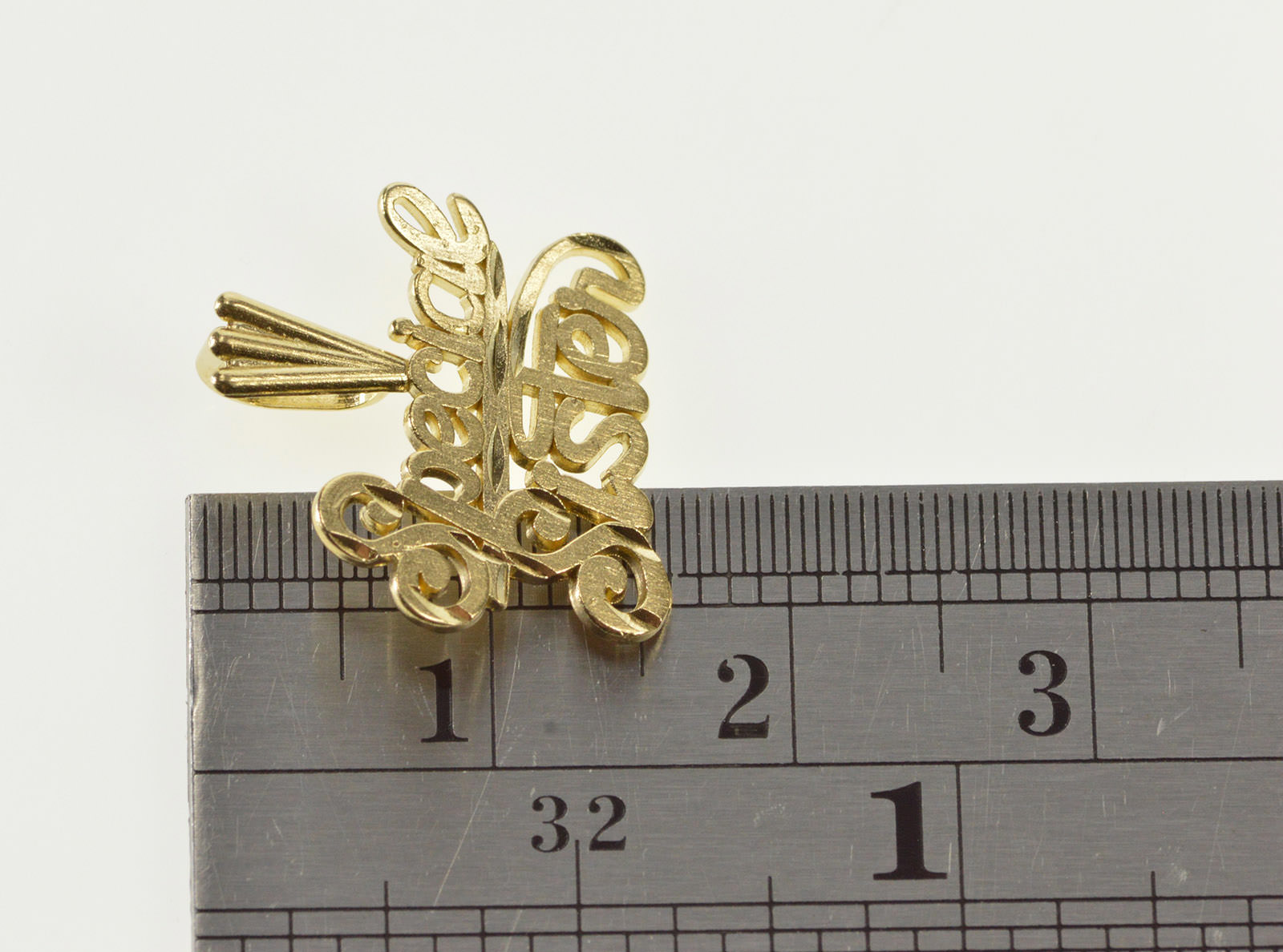 14K Special Sister Sibling Bond Cursive Word Yellow Gold Charm/Pendant ...