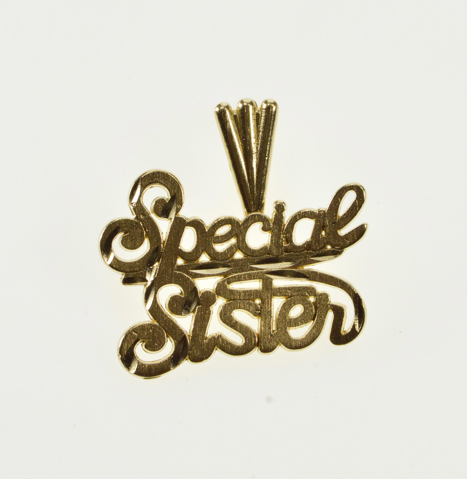 14K Special Sister Sibling Bond Cursive Word Yellow Gold Charm/Pendant ...