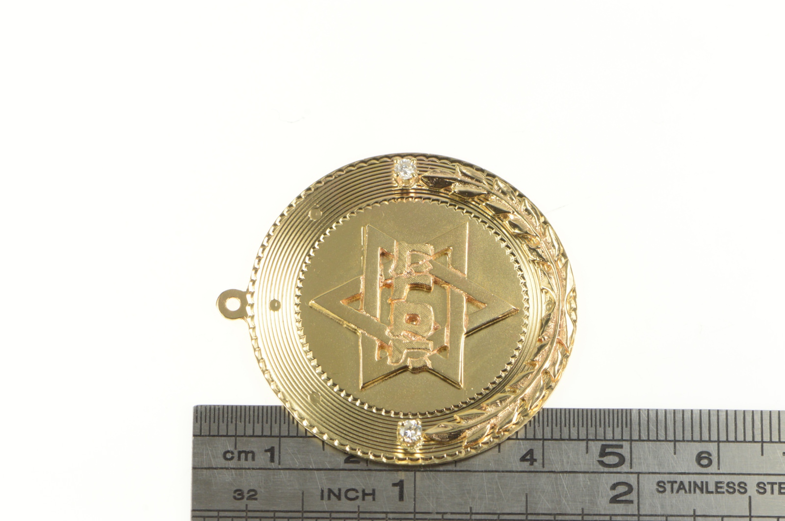 14K Star of David Hebrew Jewish Diamond Medallion Yellow Gold Pendant ...