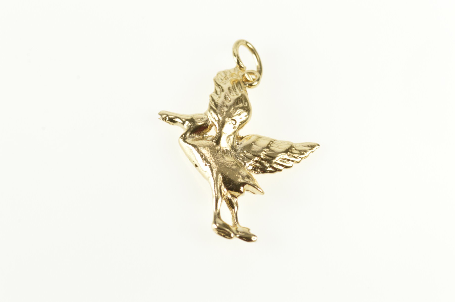 14K Stork Baby Pregnancy Fertility Bird Symbol Yellow Gold Charm ...