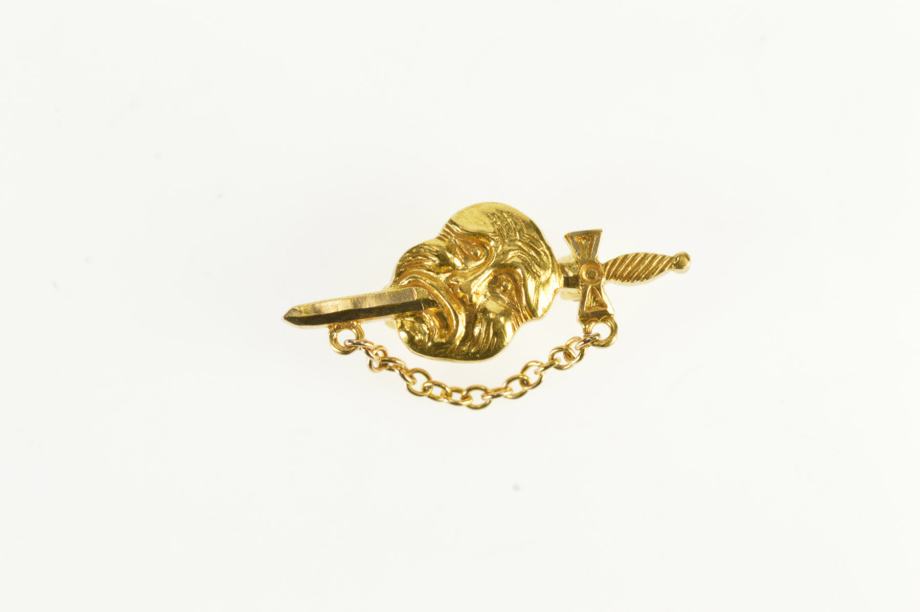 14K Suicide King Sword Through Head Symbol Yellow Gold Pin/Brooch ...