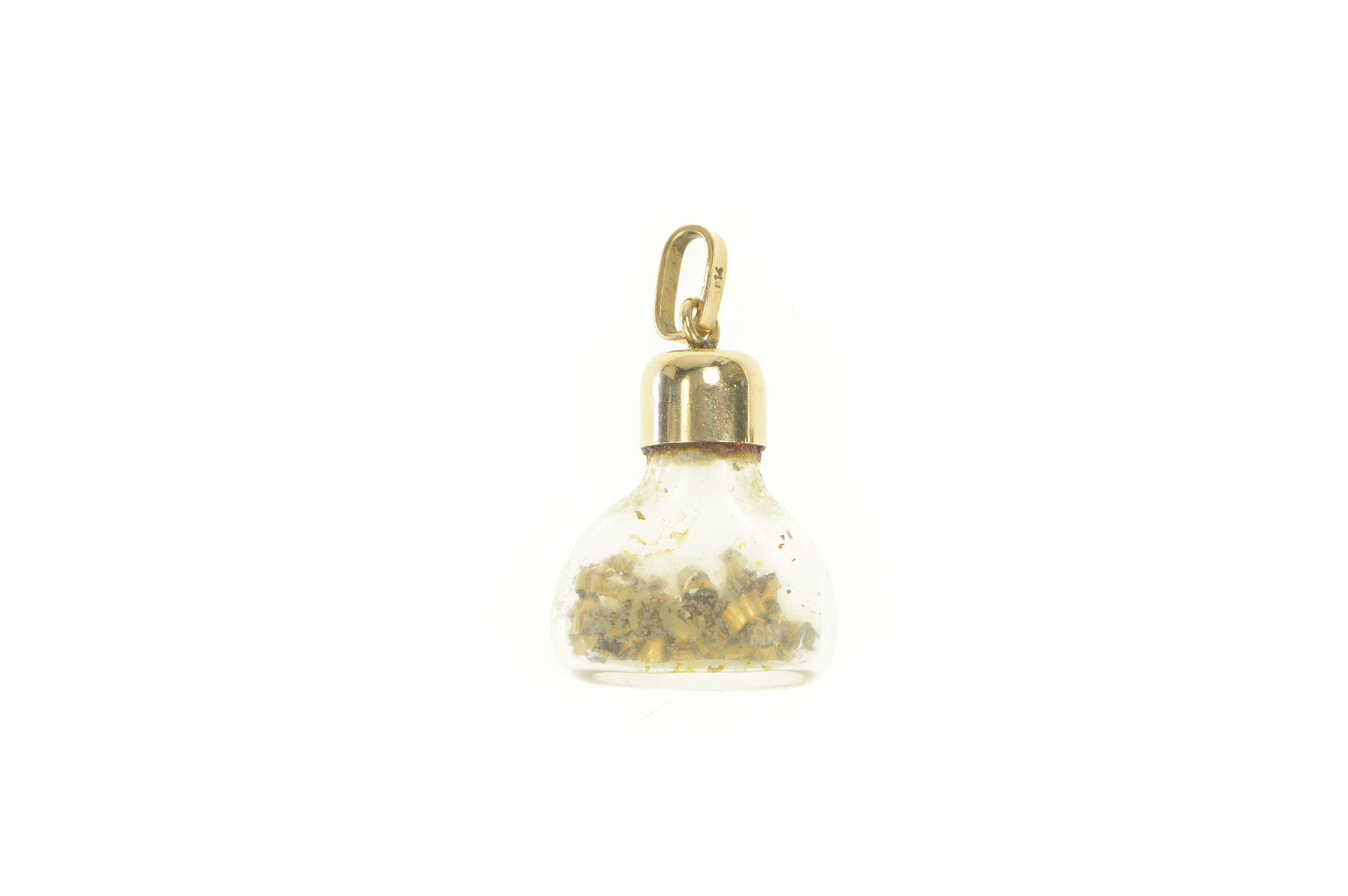 14K Textured Nugget Cluster Capsule Bottle Yellow Gold Charm/Pendant ...