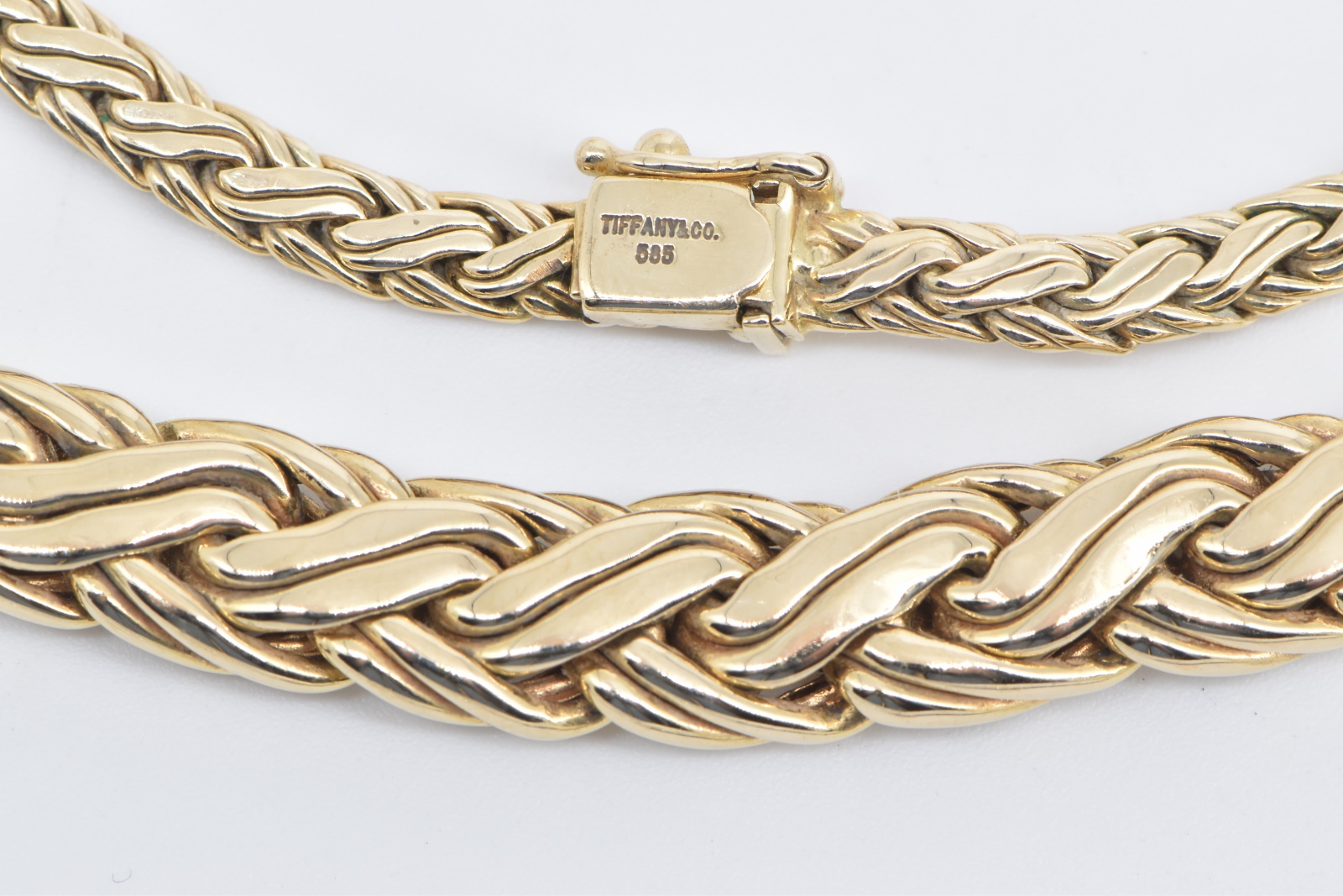 14K Tiffany & Co Byzantine Link Braid Chain Yellow Gold Necklace 16.25 ...