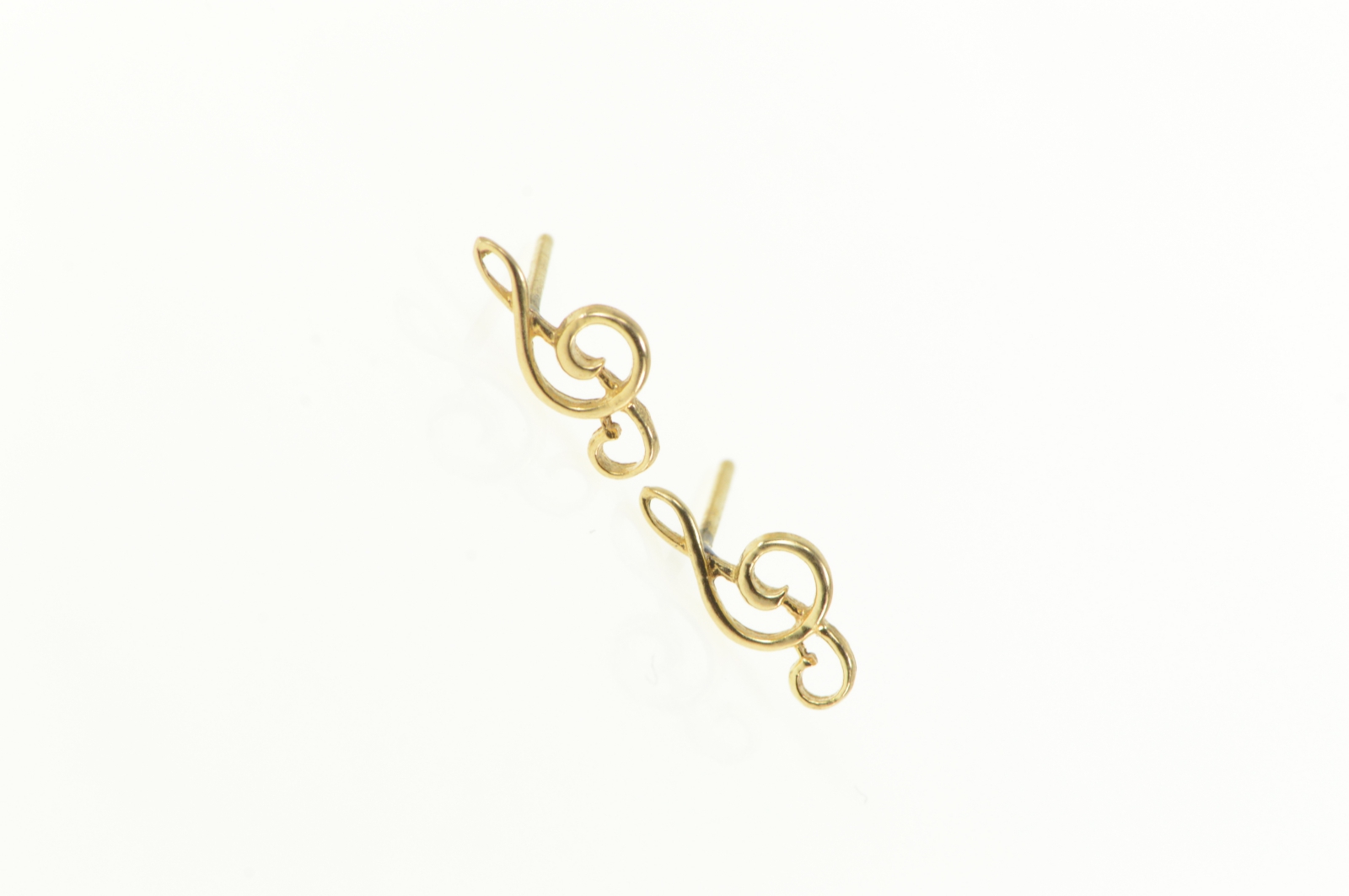 14K Treble Clef Music Symbol Notation Stud Yellow Gold Earrings ...