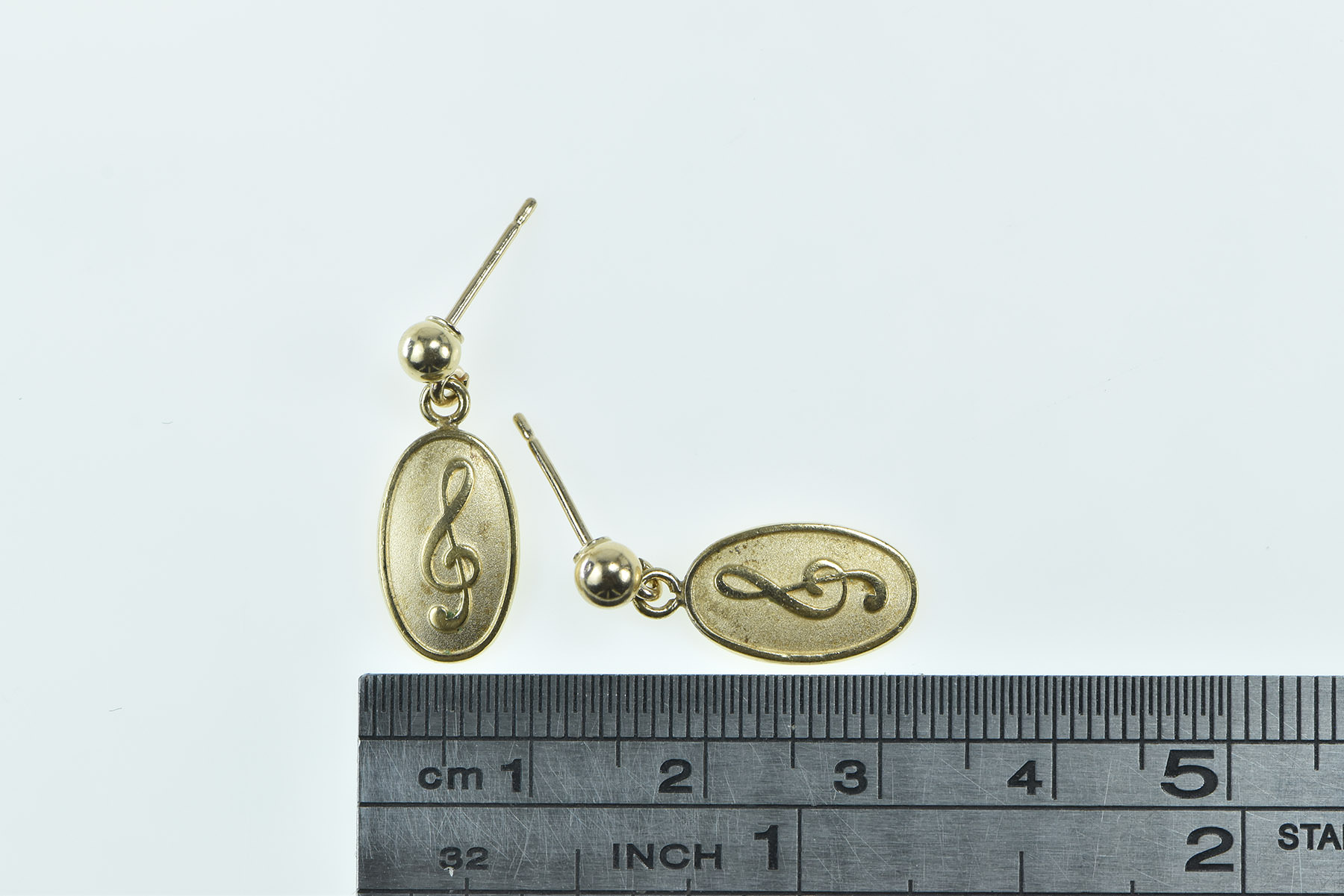 14K Treble Clef Music Symbol Vintage Dangle Yellow Gold Earrings ...