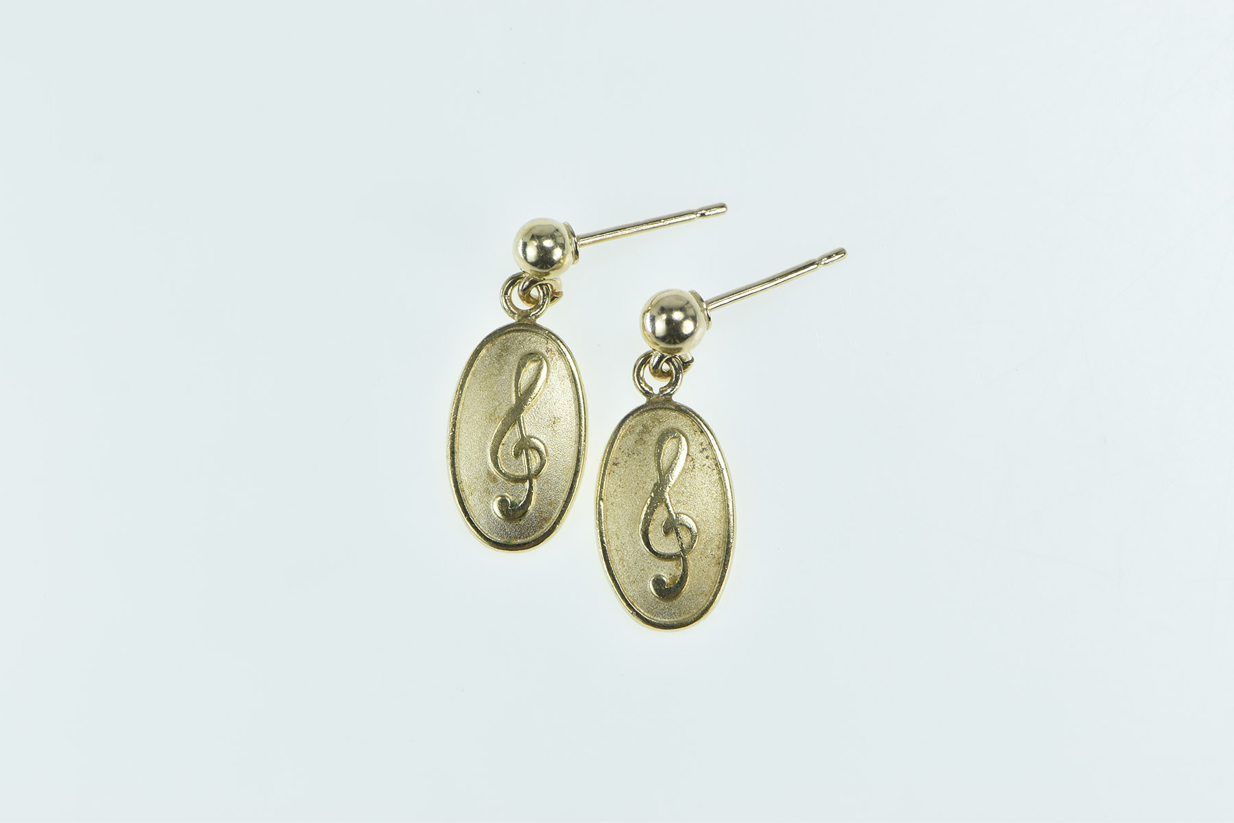 14K Treble Clef Music Symbol Vintage Dangle Yellow Gold Earrings ...