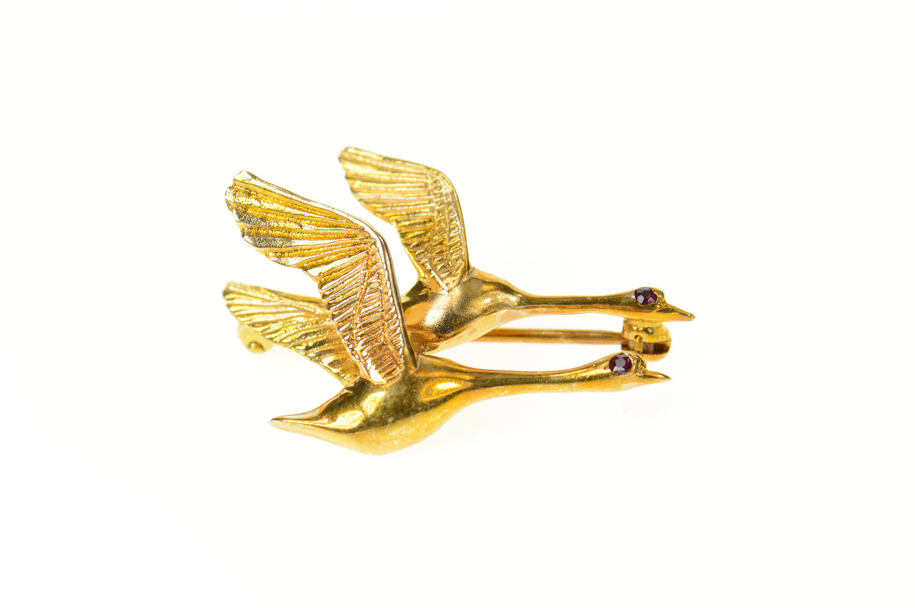 14K Two 3D Canadian Geese Goose Yellow Gold Pin/Brooch | Property Room