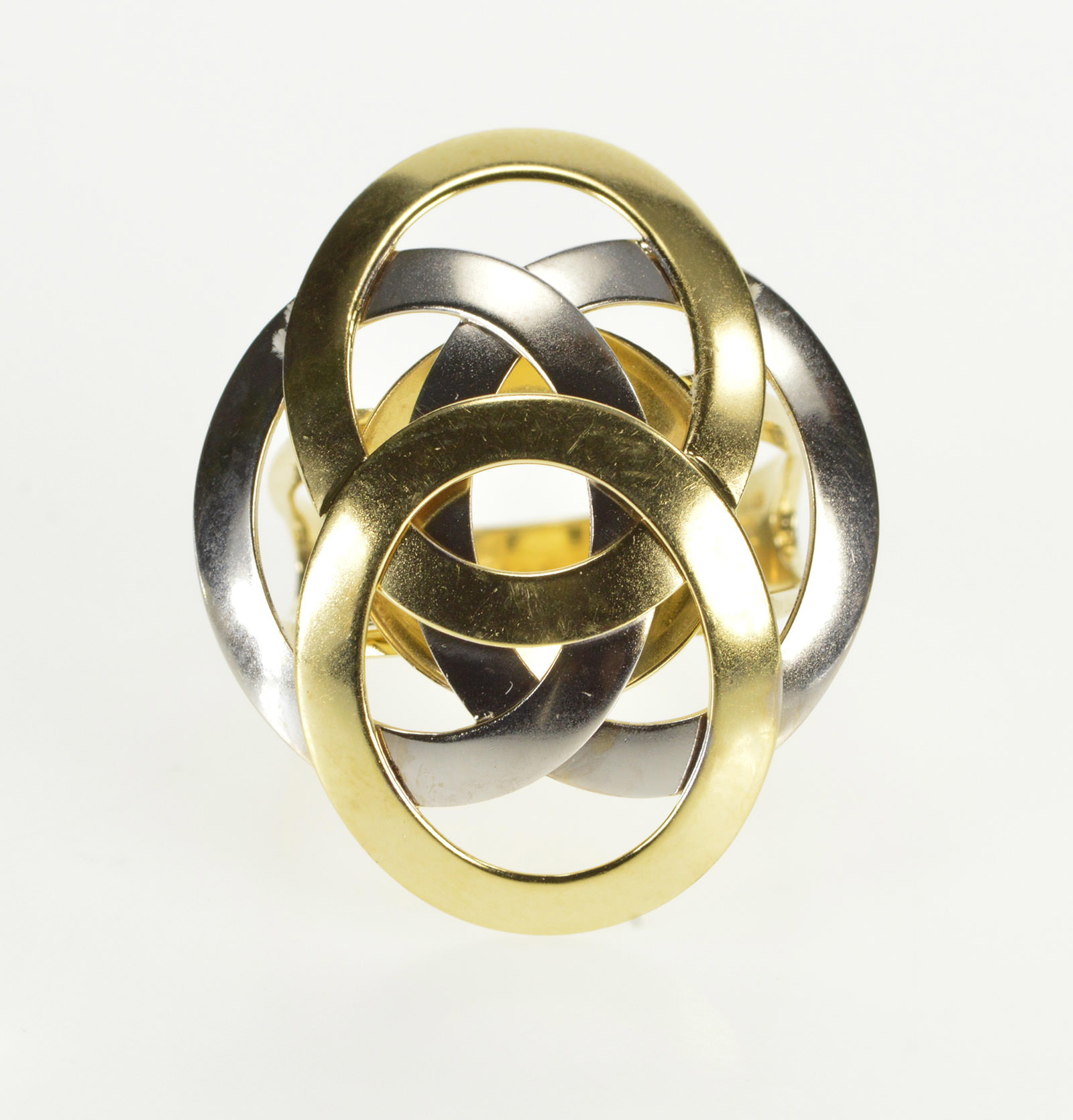 14K Two Tone Circle Design Geometric Fashion Yellow Gold Ring, Size 6. ...