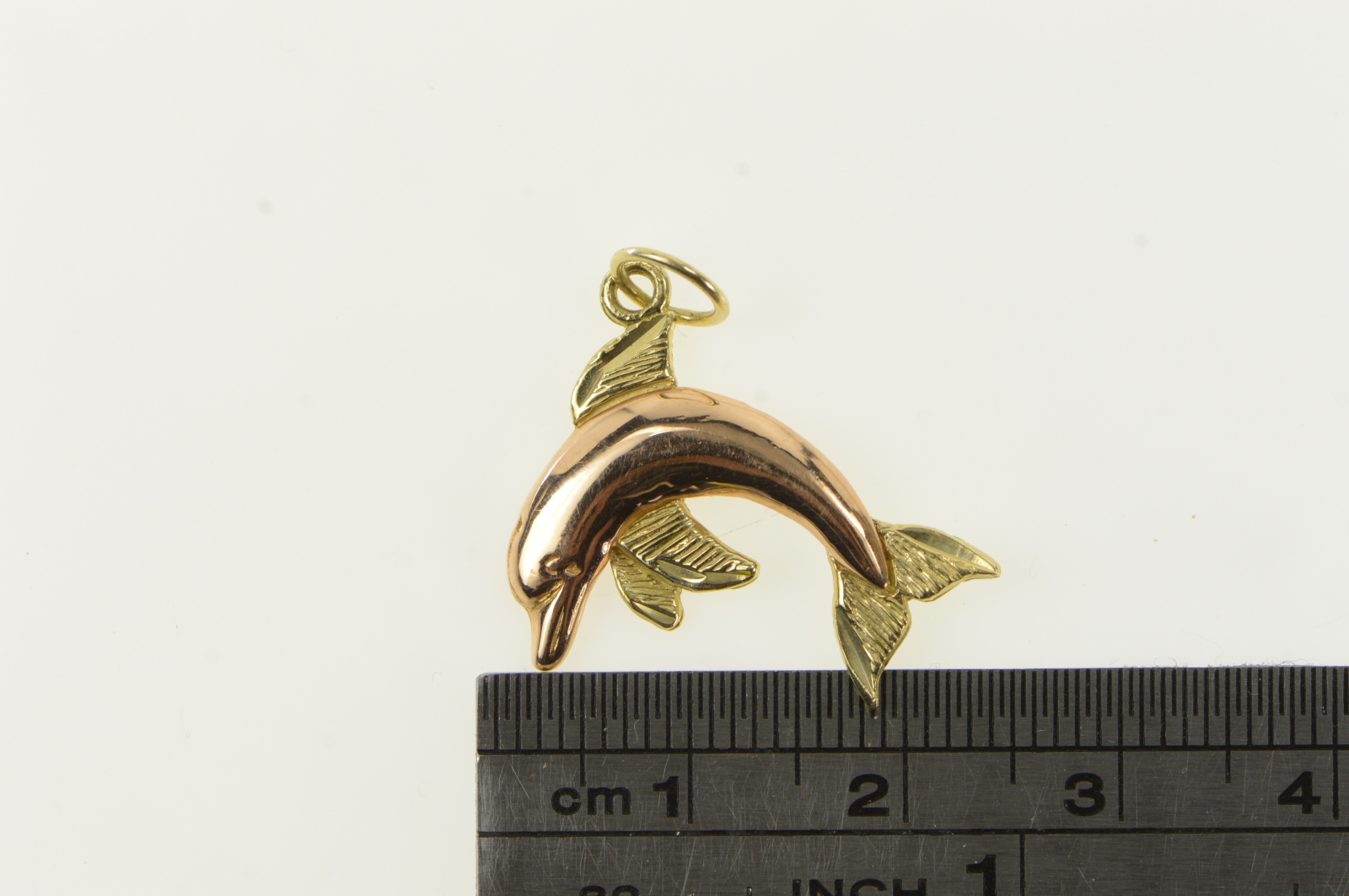 14K Two Tone Jumping Dolphin Ocean Animal Yellow Gold Charm/Pendant ...