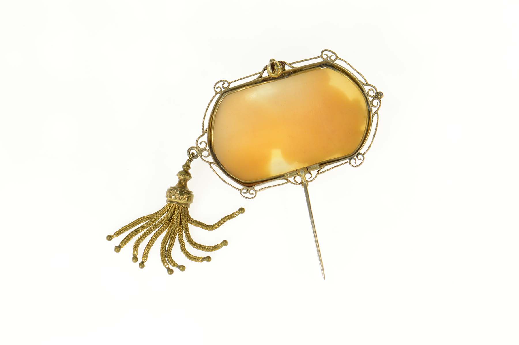 14K Victorian Demeter Greek Goddess Cameo Fringe Yellow Gold Pin/Brooch ...