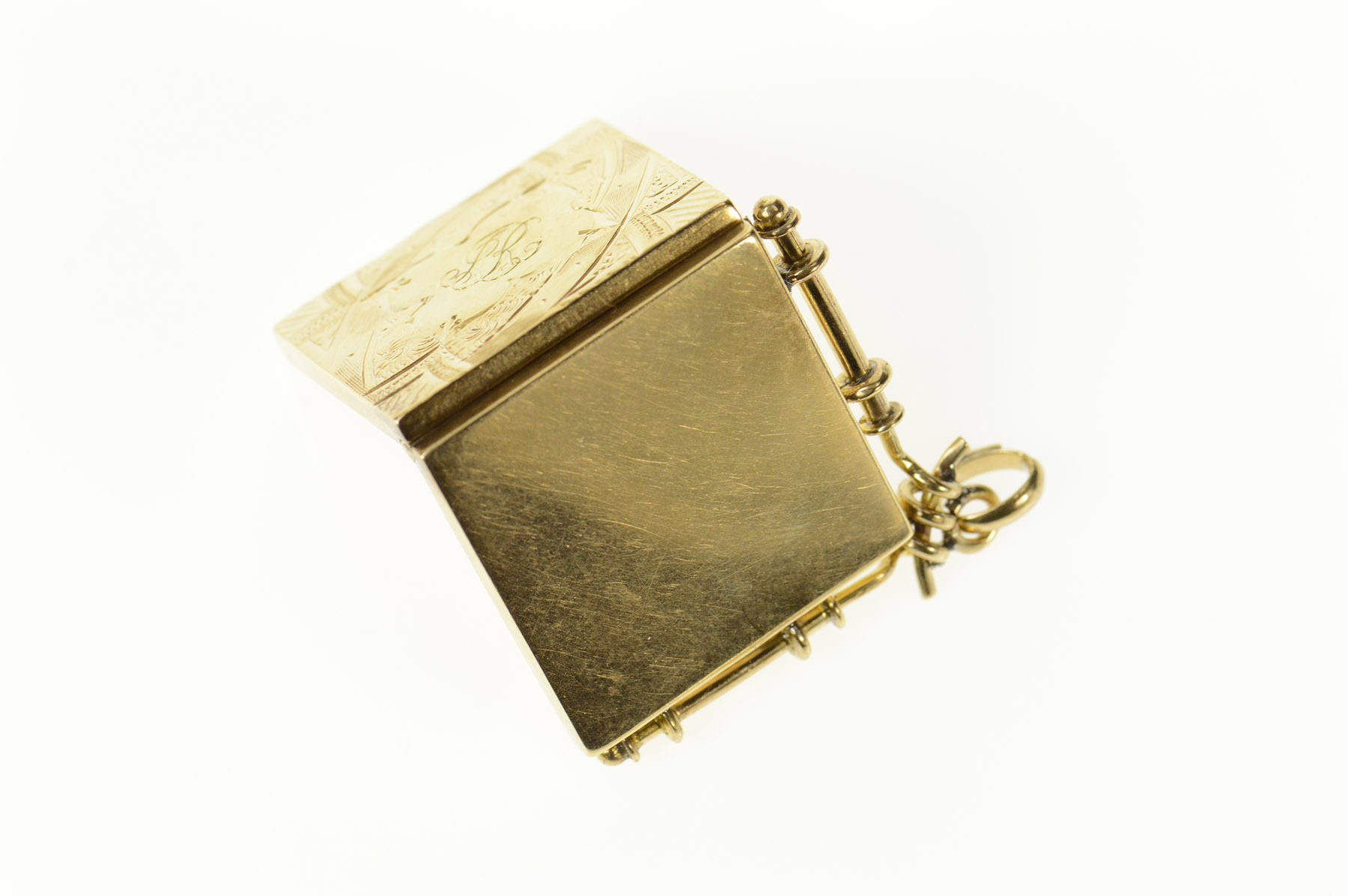 14K Victorian Etched AR Monogram Photo Locket Yellow Gold Charm/Pendant ...