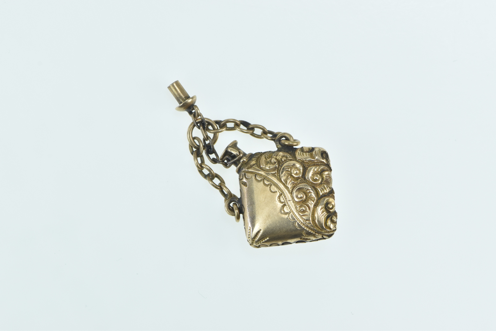 14K Victorian Ornate Scroll Design Perfume Bottle Yellow Gold Charm ...