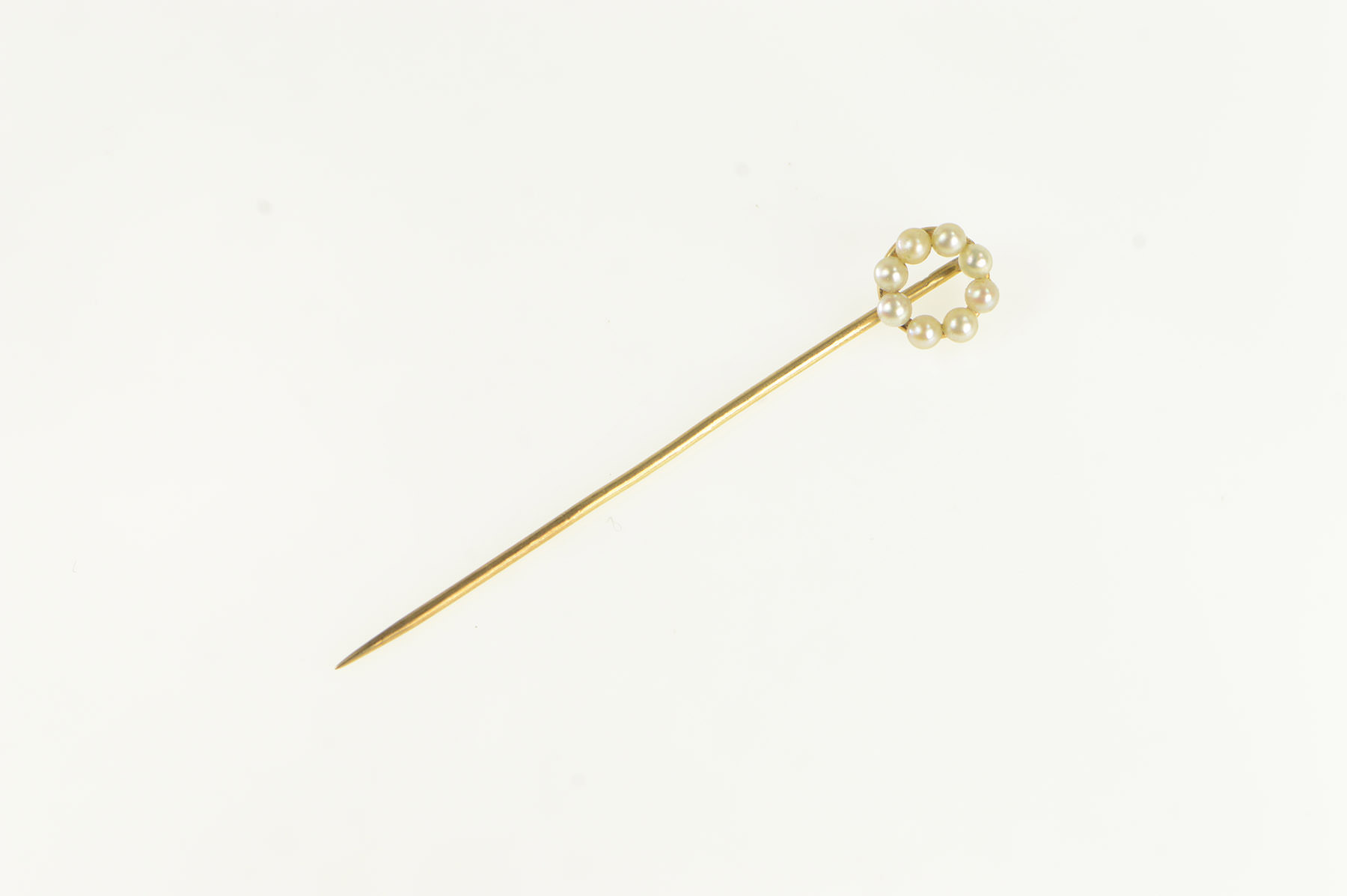 14K Victorian Seed Pearl Circle Statement Yellow Gold Stick Pin ...