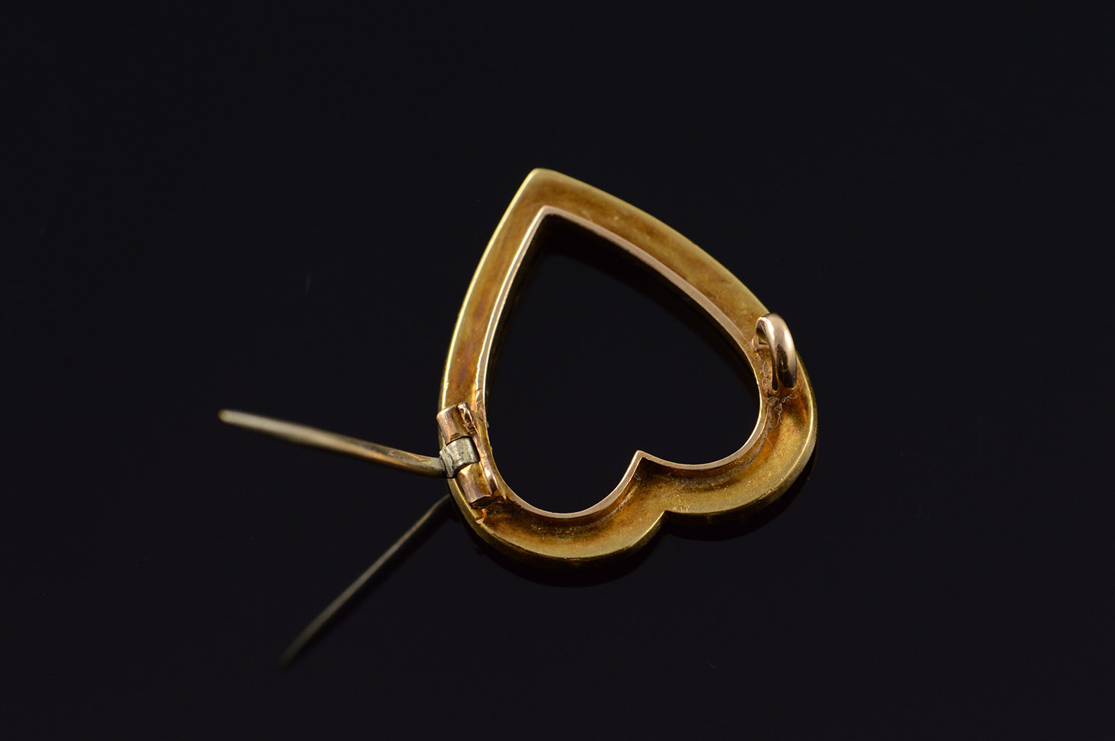 14K Victorian Seed Pearl Heart Outline Yellow Gold Pin/Brooch ...