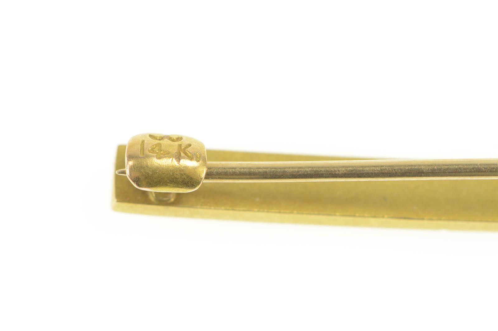 14K Victorian Seed Pearl Inset Leaf Pattern Bar Yellow Gold Pin/Brooch ...