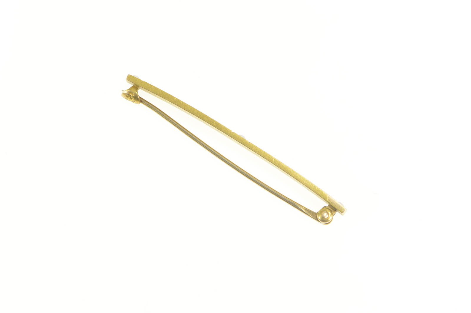14K Victorian Seed Pearl Inset Leaf Pattern Bar Yellow Gold Pin/Brooch ...