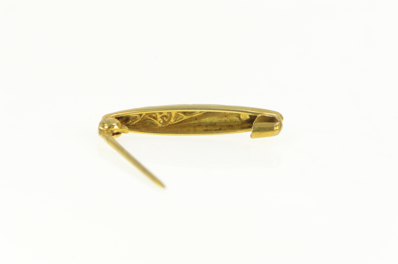 14K Victorian Seed Pearl Repousse Scroll Bar Yellow Gold Pin/Brooch ...
