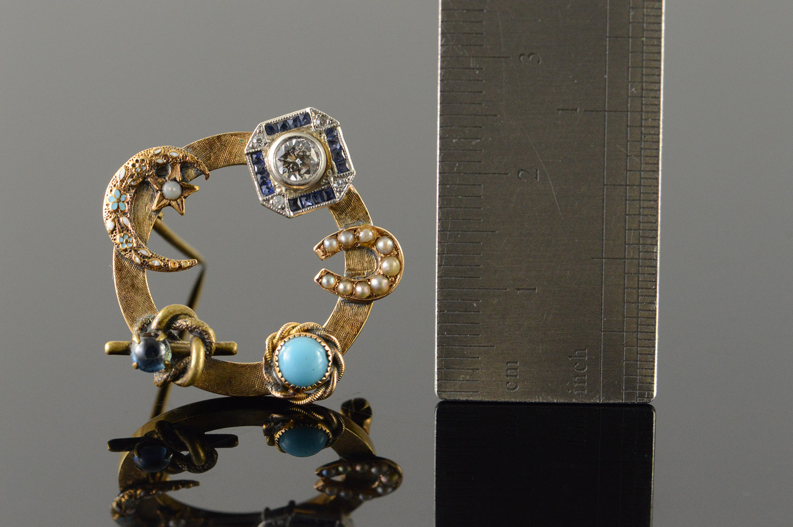 14K Victorian/Art Deco Stick Pin Collection Circle Yellow Gold Pin ...