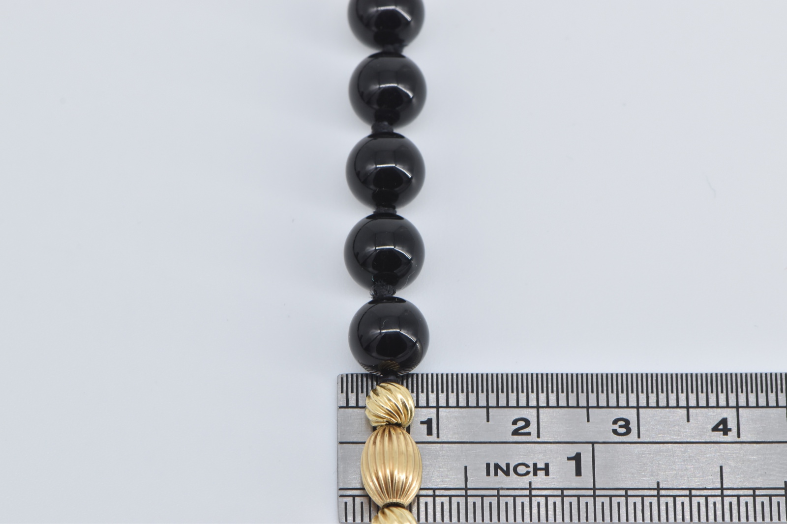 14K Vintage Black Onyx Beaded Opera Strand Yellow Gold Necklace 37 ...