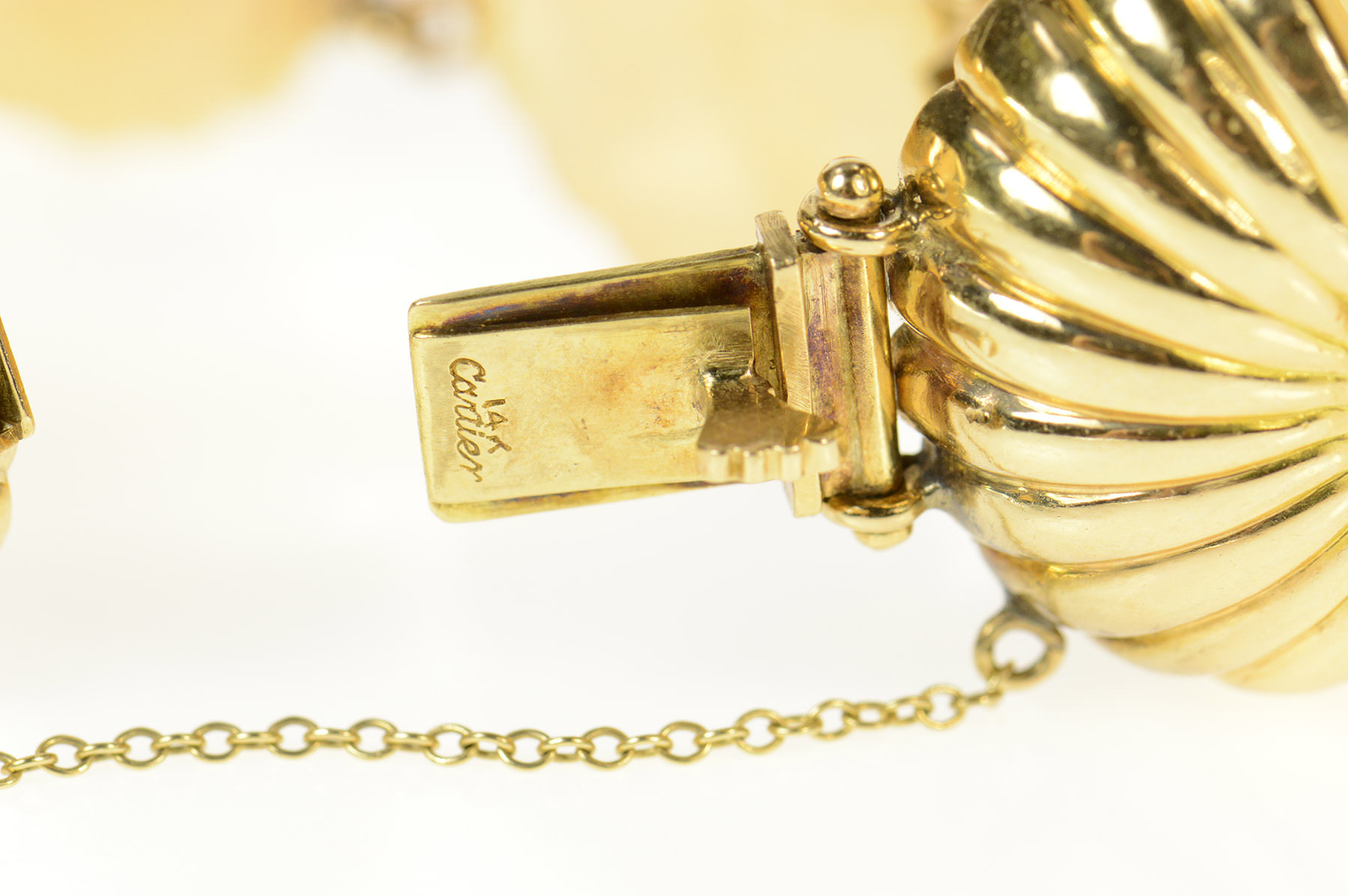 14K Vintage Cartier Nautilus Shell Designer Yellow Gold Bracelet 7.5 ...