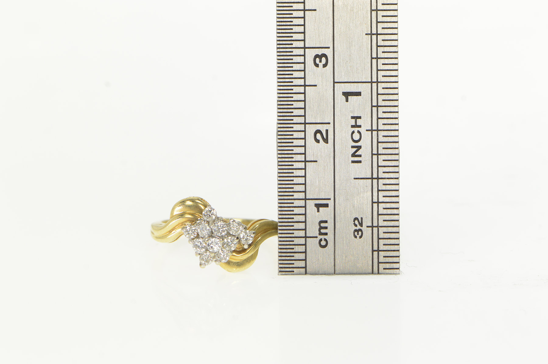 14K Vintage Diamond Freeform Wavy Cluster Yellow Gold Ring, Size 4 ...