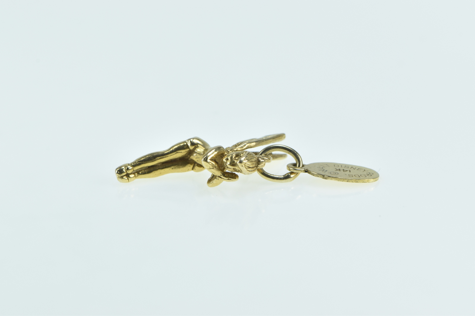 14K Walt Disney Prod Tinkerbell Peter Pan Pixie Yellow Gold Charm ...