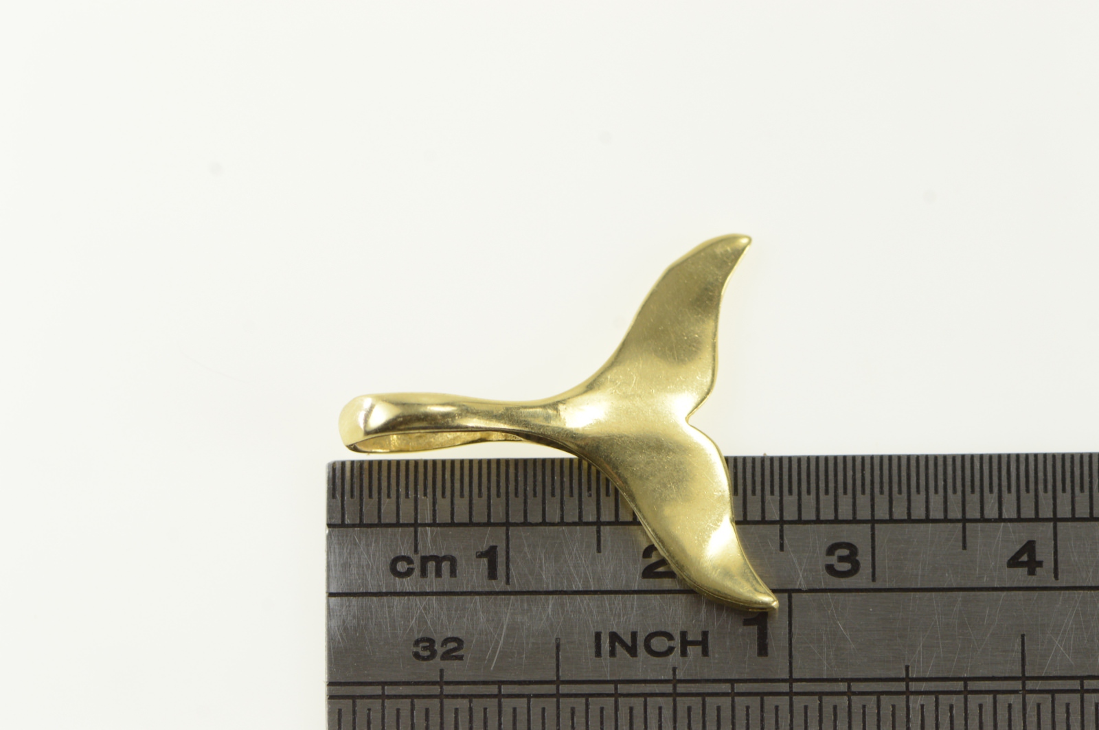 14K Whale Tail Fluke Back Fin Ocean Animal Yellow Gold Charm/Pendant ...