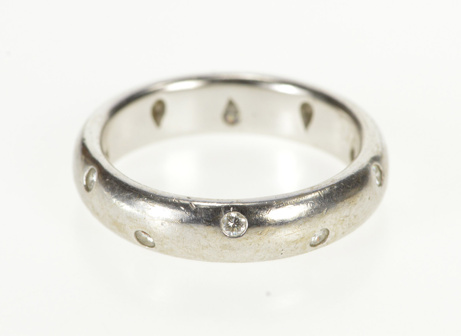 18K 0.30 Ctw Flush Diamond Inset Wedding Band White Gold Ring, Size 8.5 ...