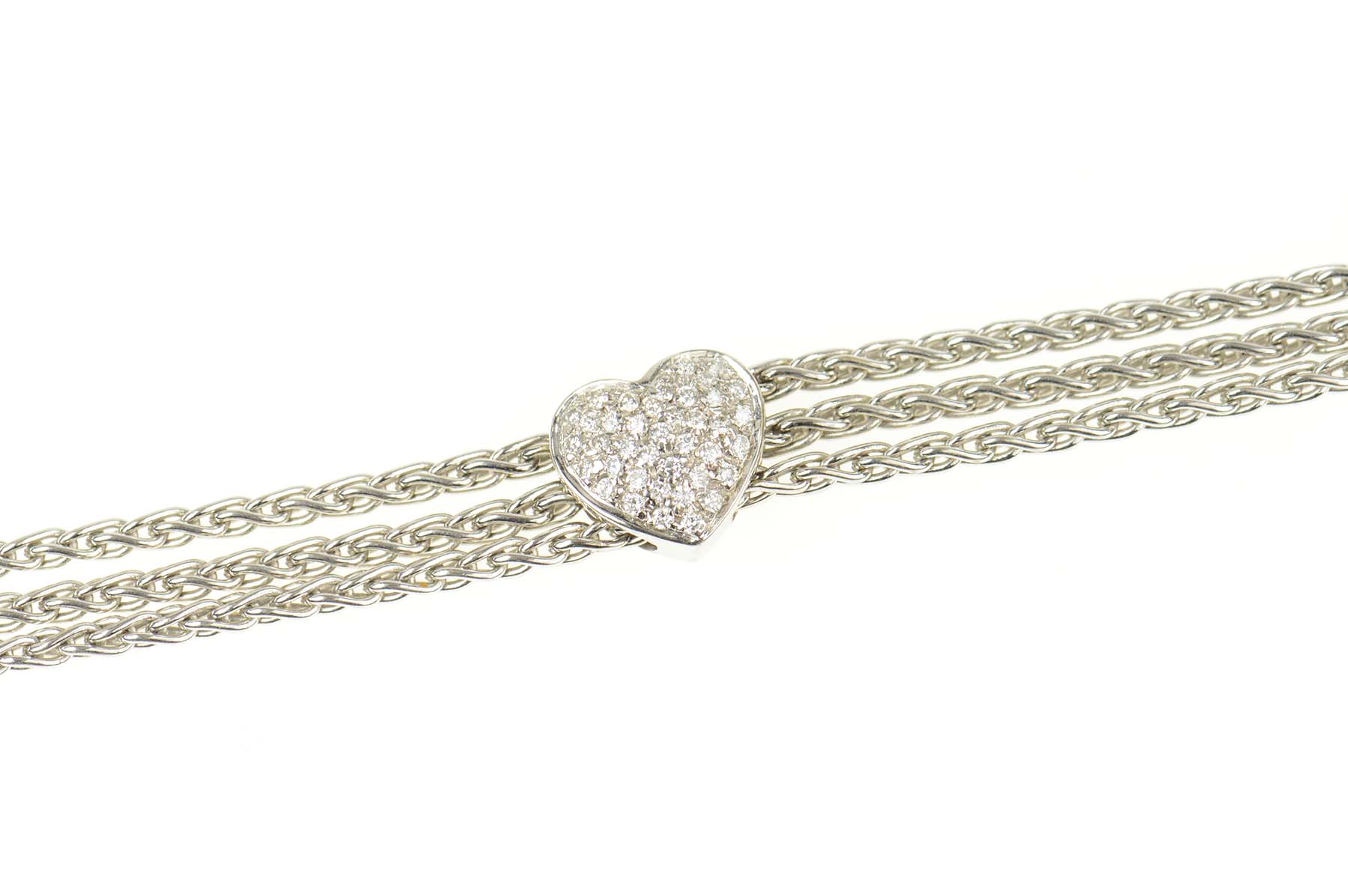 18K 1.40 Ctw Pave Diamond Wheat Palma Chain White Gold Bracelet 7 ...