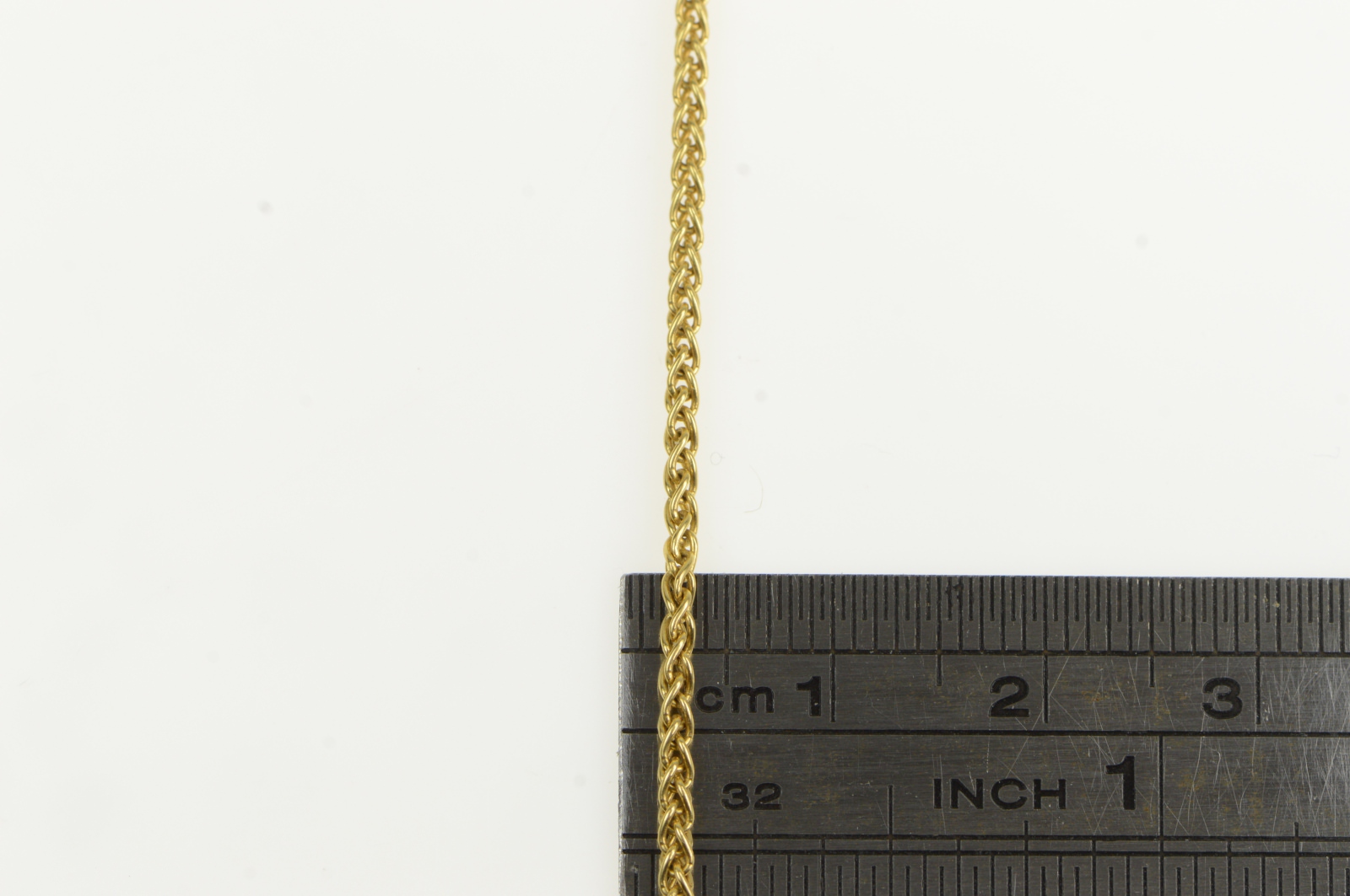 18K 1.7mm Wheat Link Palma Woven Chain Yellow Gold Necklace 15.5 ...