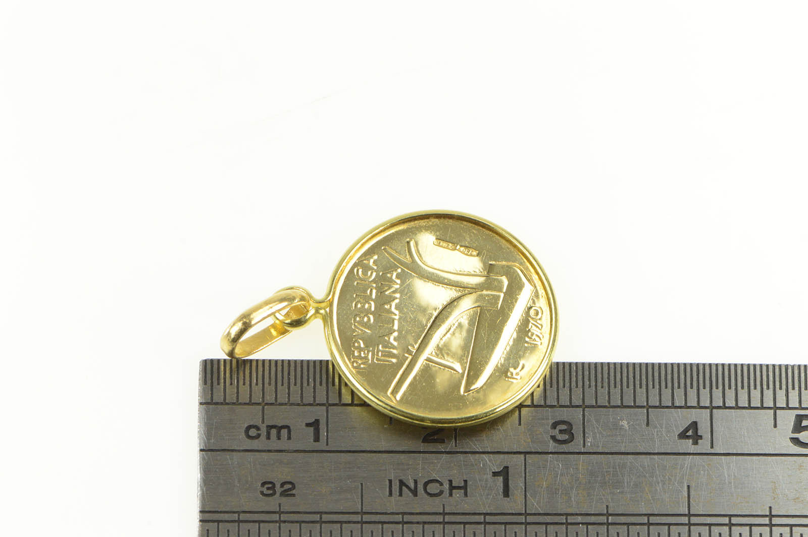 18K 1970 Italian 10 Lire Gold Tribute Coin Yellow Gold Charm/Pendant ...