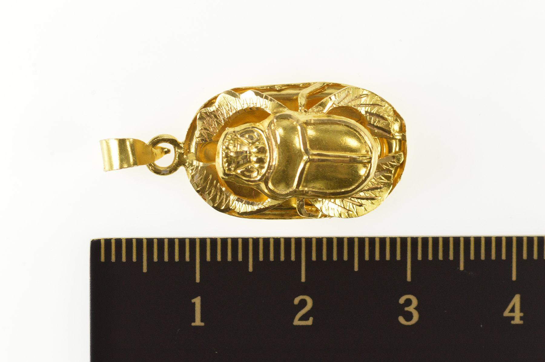 18K 3D Ancient Egyptian Scarab Ankh Symbol Yellow Gold Charm/Pendant ...